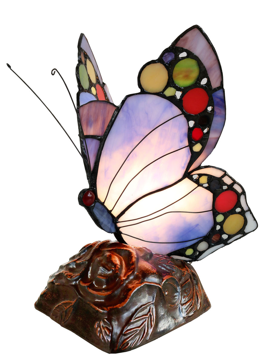 Butterfly Lamp Purple Spotted Large - Mosaic Stained Glass - Leadlight – Forum4 Collections