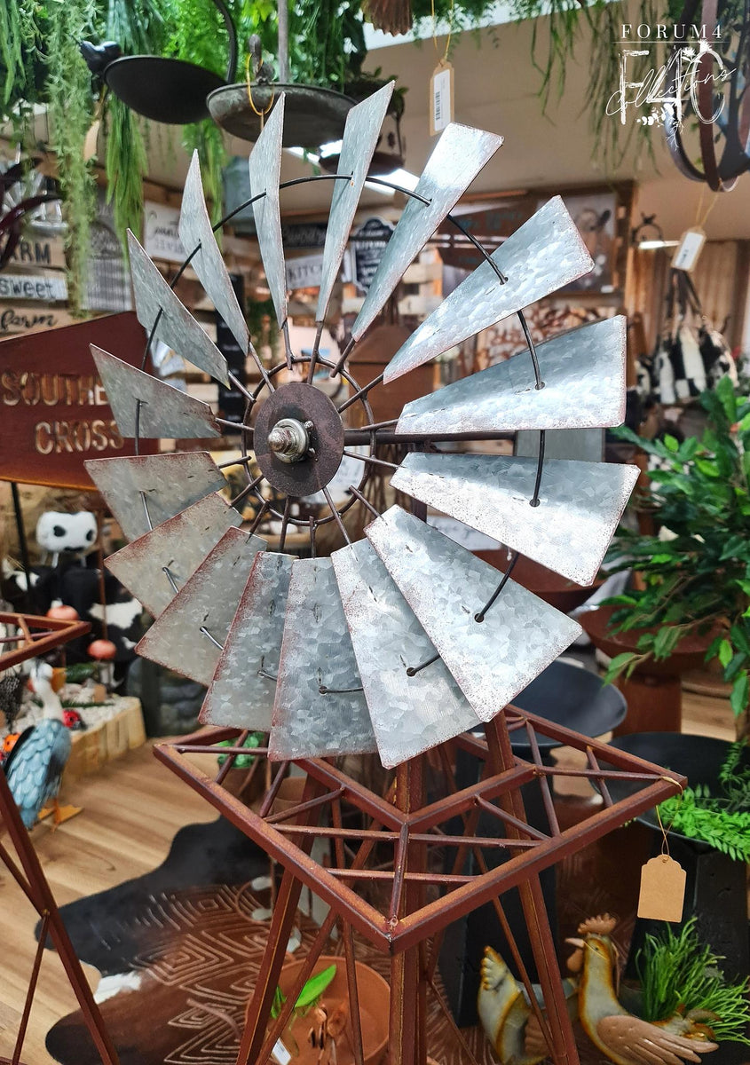 XL Galvanized & Rustic Steel Windmill 160cm – Forum4 Collections
