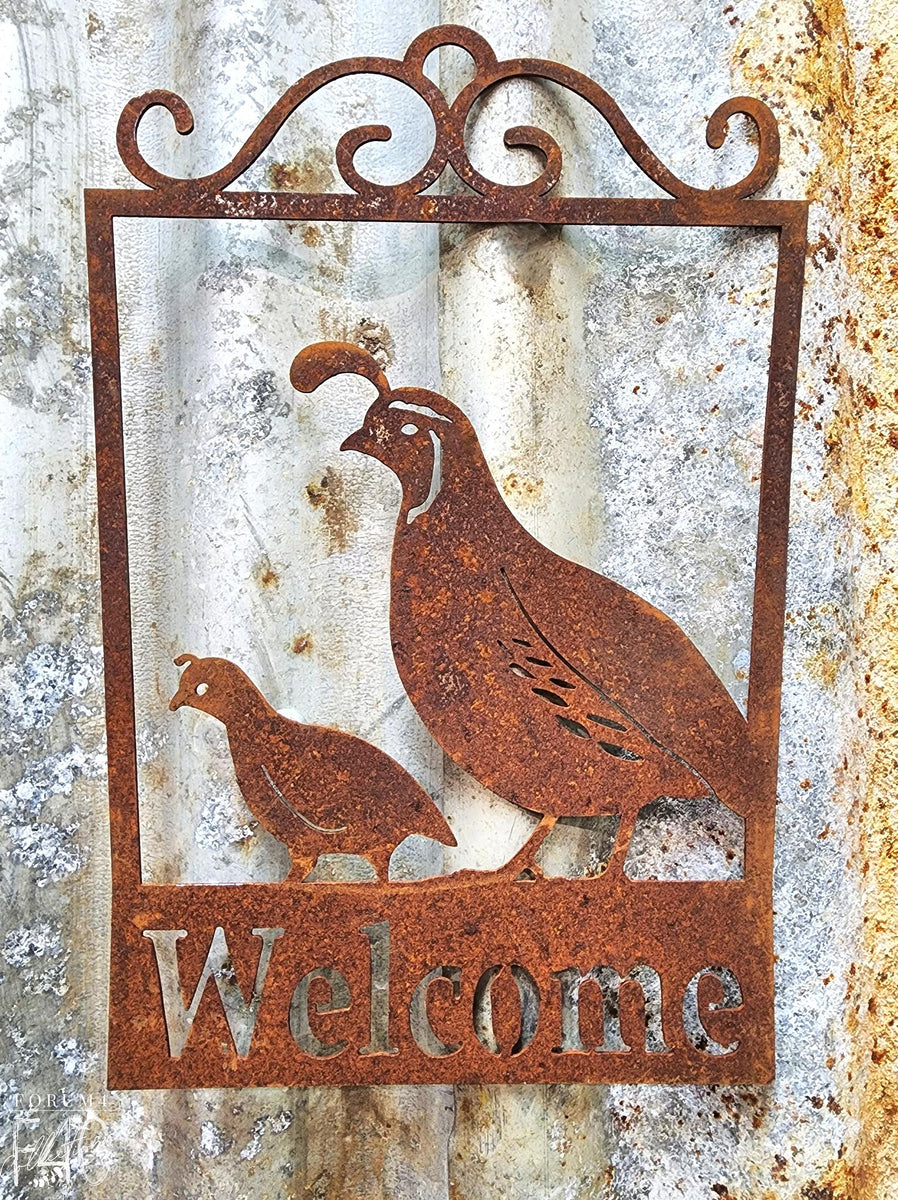QUAIL BUDDIES RUSTY WELCOME SIGN – Forum4 Collections