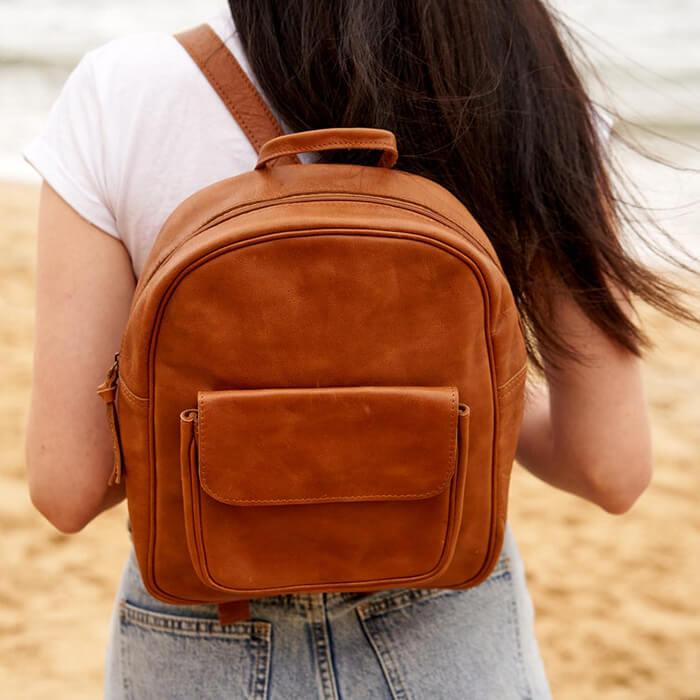 GENUINE LEATHER TAN BACKPACK – Forum4 Collections