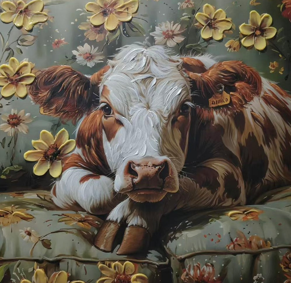 CLARA COW - FRAMED BRUSHED CANVAS WALL DECOR – Forum4 Collections