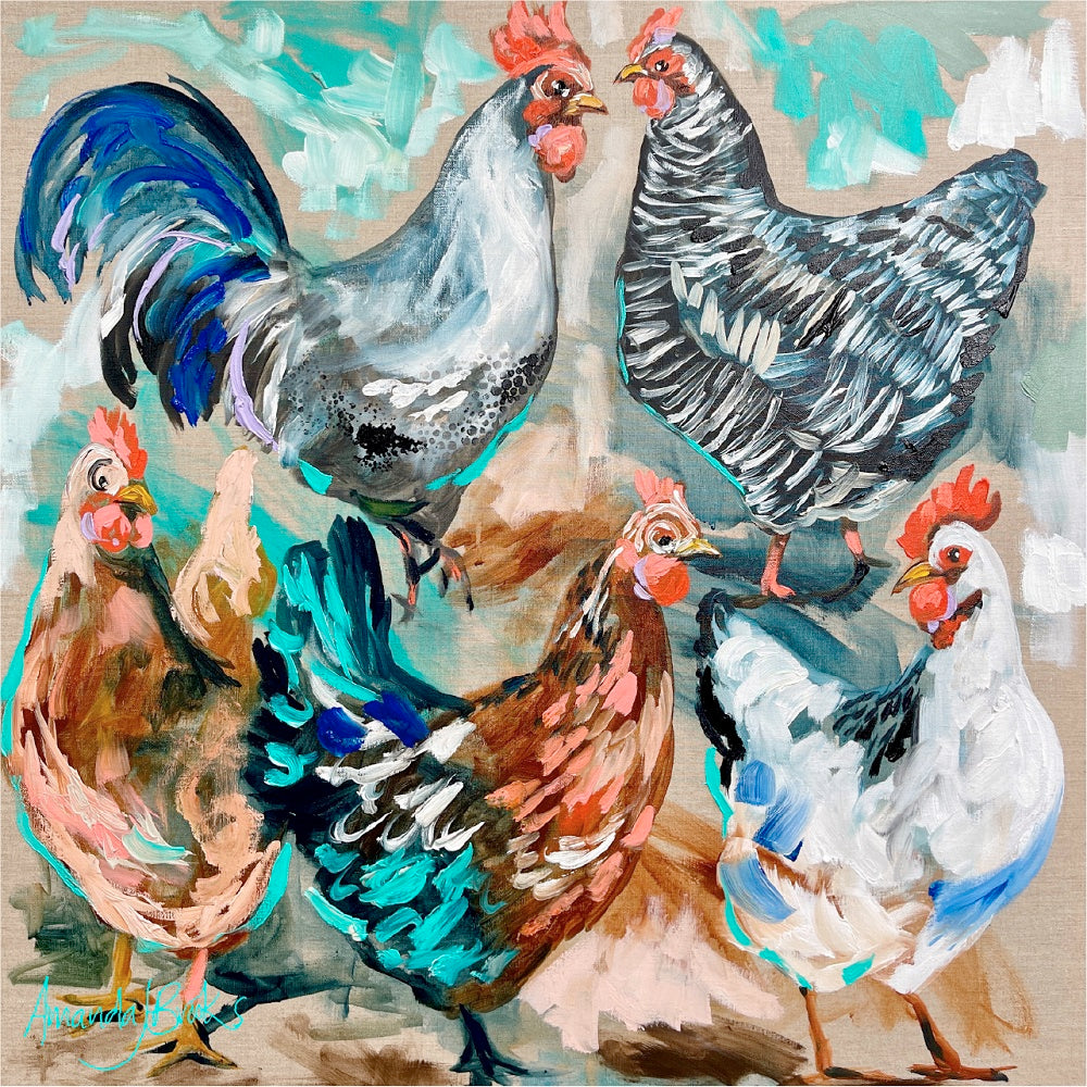 Here Chook Chook 4pc Coaster set - Artist Lab – Forum4 Collections