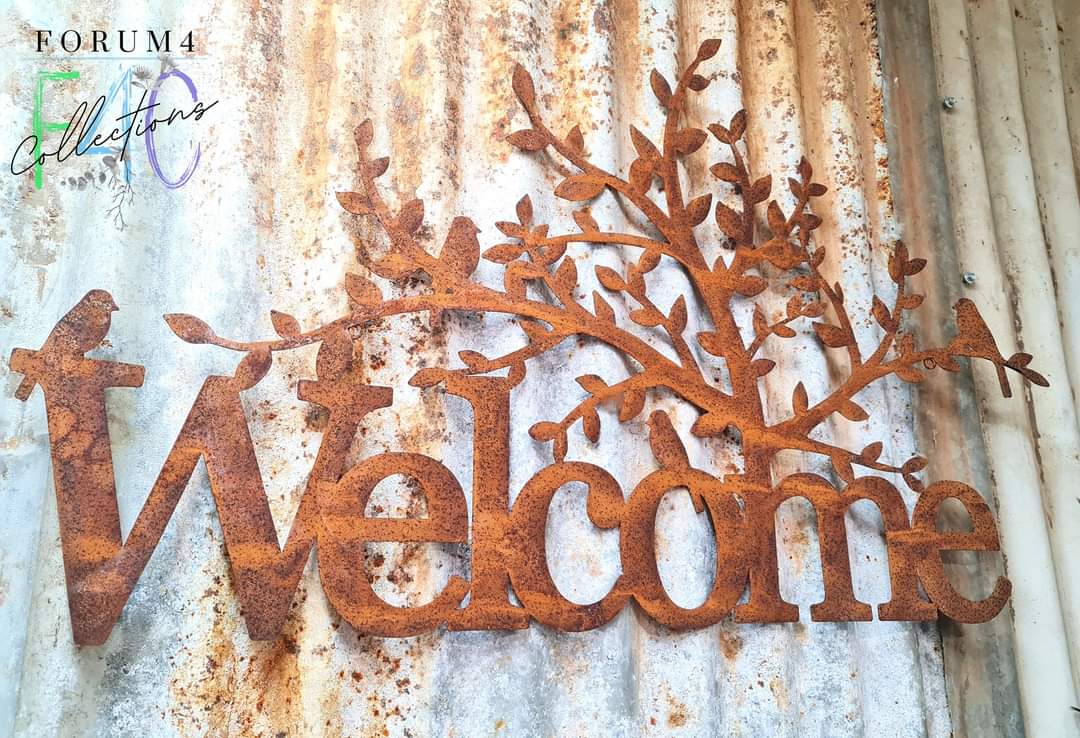 RUSTY WELCOME TREE WALL SIGN – Forum4 Collections