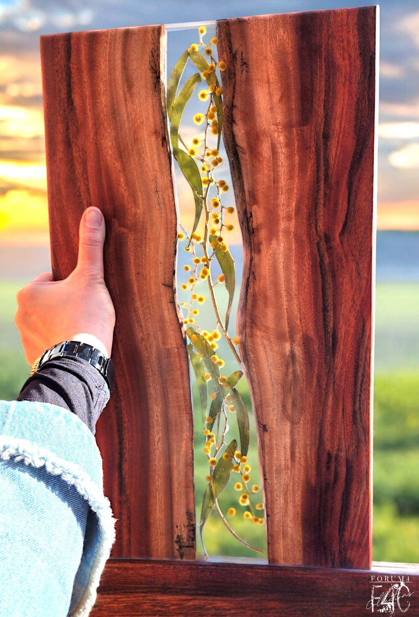 RUSTIC TIMBER RESIN BOARD - CLEAR - GOLDEN WATTLE & GUM - Australian M ...