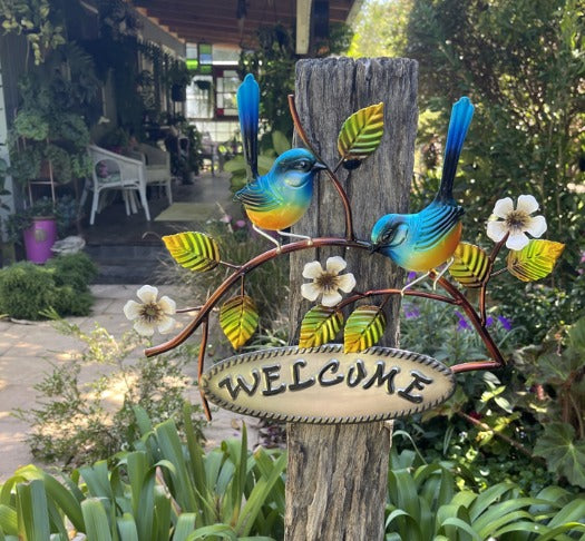 WELCOME BLUE WRENS - METAL WALL DECOR – Forum4 Collections