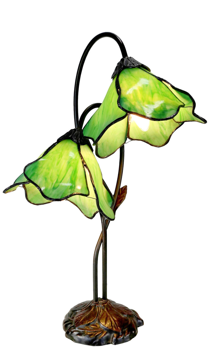 Twin Lotus Flowers Lamp - Green - Mosaic Stained Glass - Leadlight ...