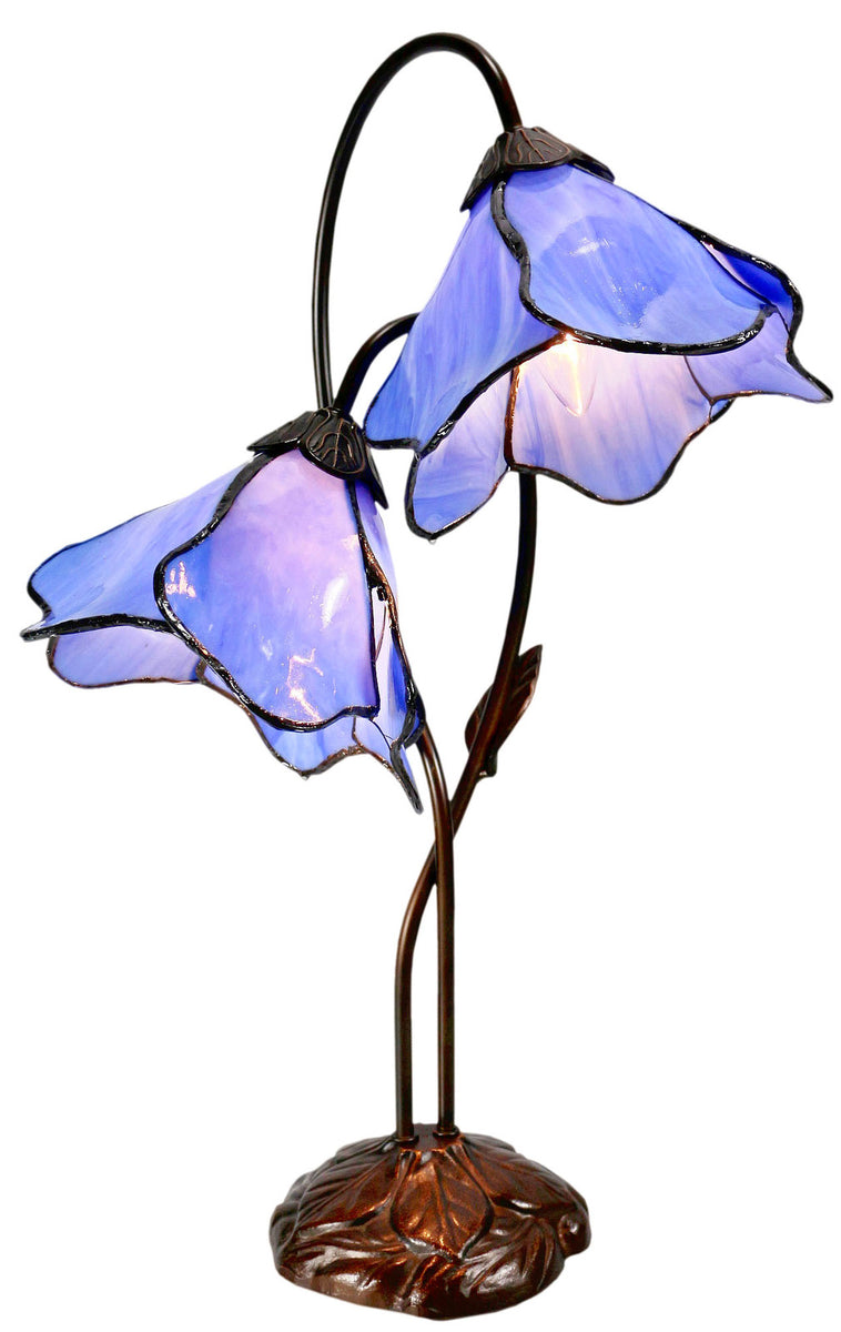Twin Lotus Flowers Lamp - Blue - Mosaic Stained Glass - Leadlight ...
