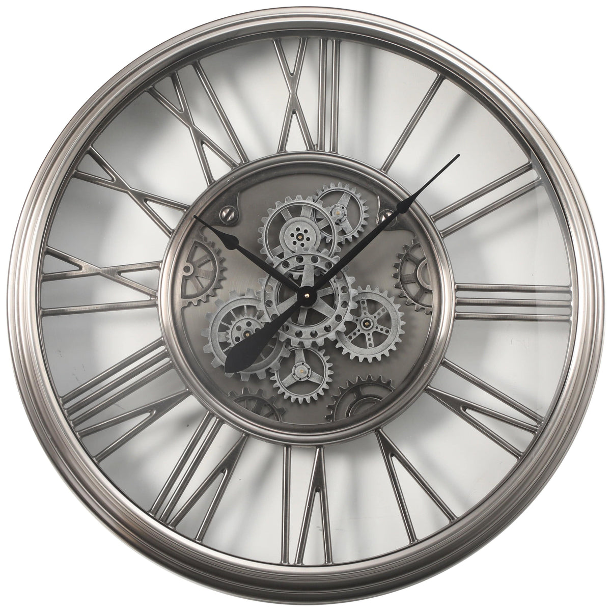 Iron Round Industrial Moving Cogs Wall Clock - Silver Wash – Forum4 ...