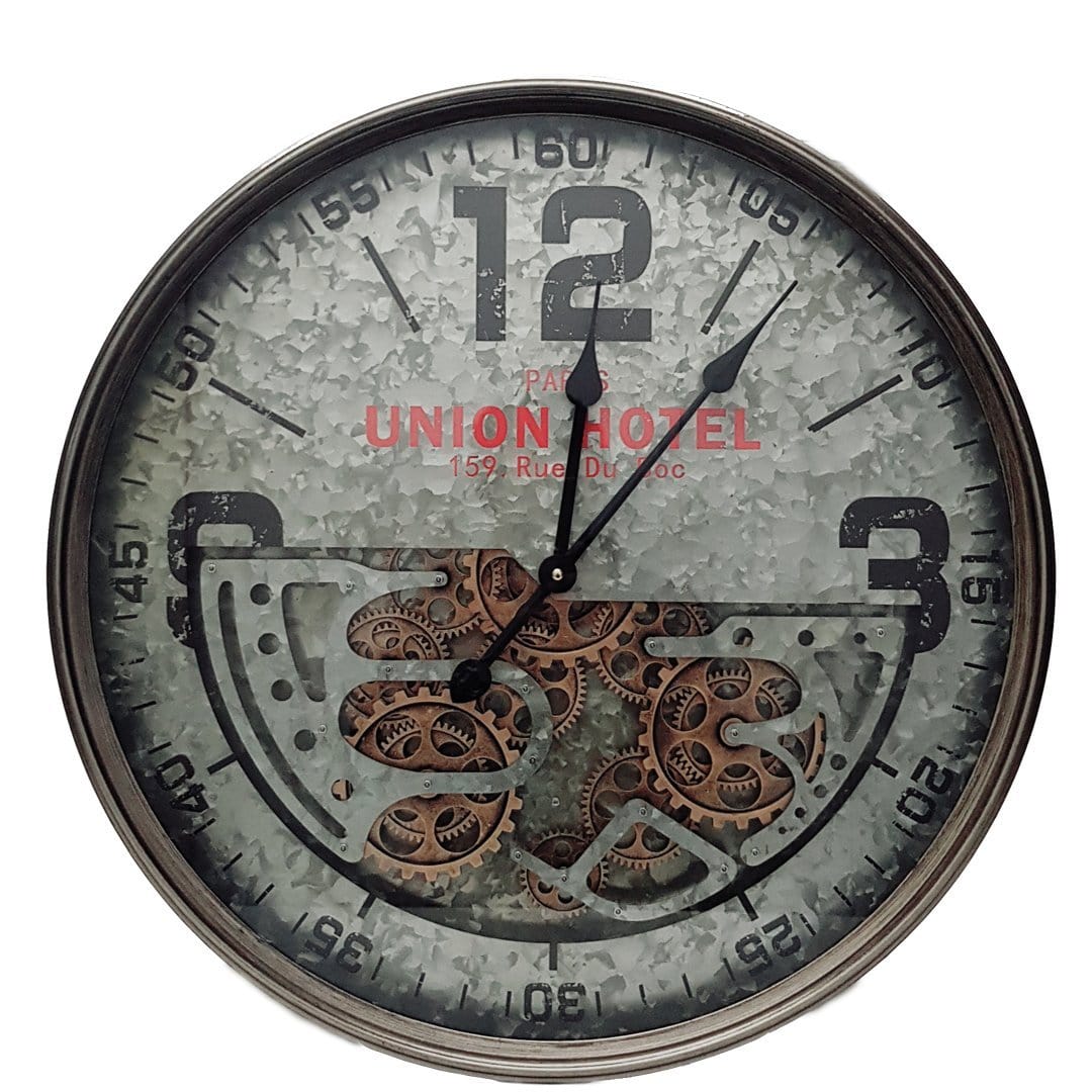 Union Hotel D60cm Round Modern moving cogs Clock - Silver – Forum4 ...