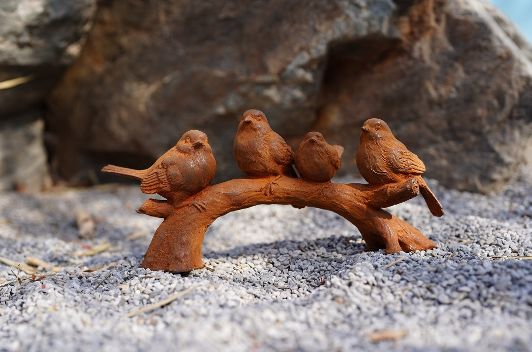 RUSTY CAST IRON BIRDS ON A BRANCH – Forum4 Collections